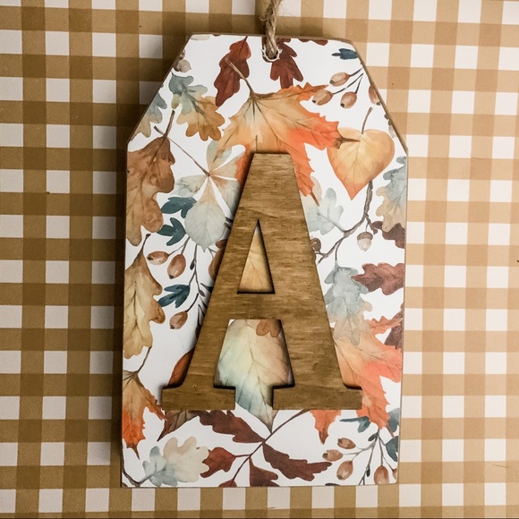 Ashland | Accents | 8 Monogrammed Wood Tabletop Fall Foliage Tag By ...
